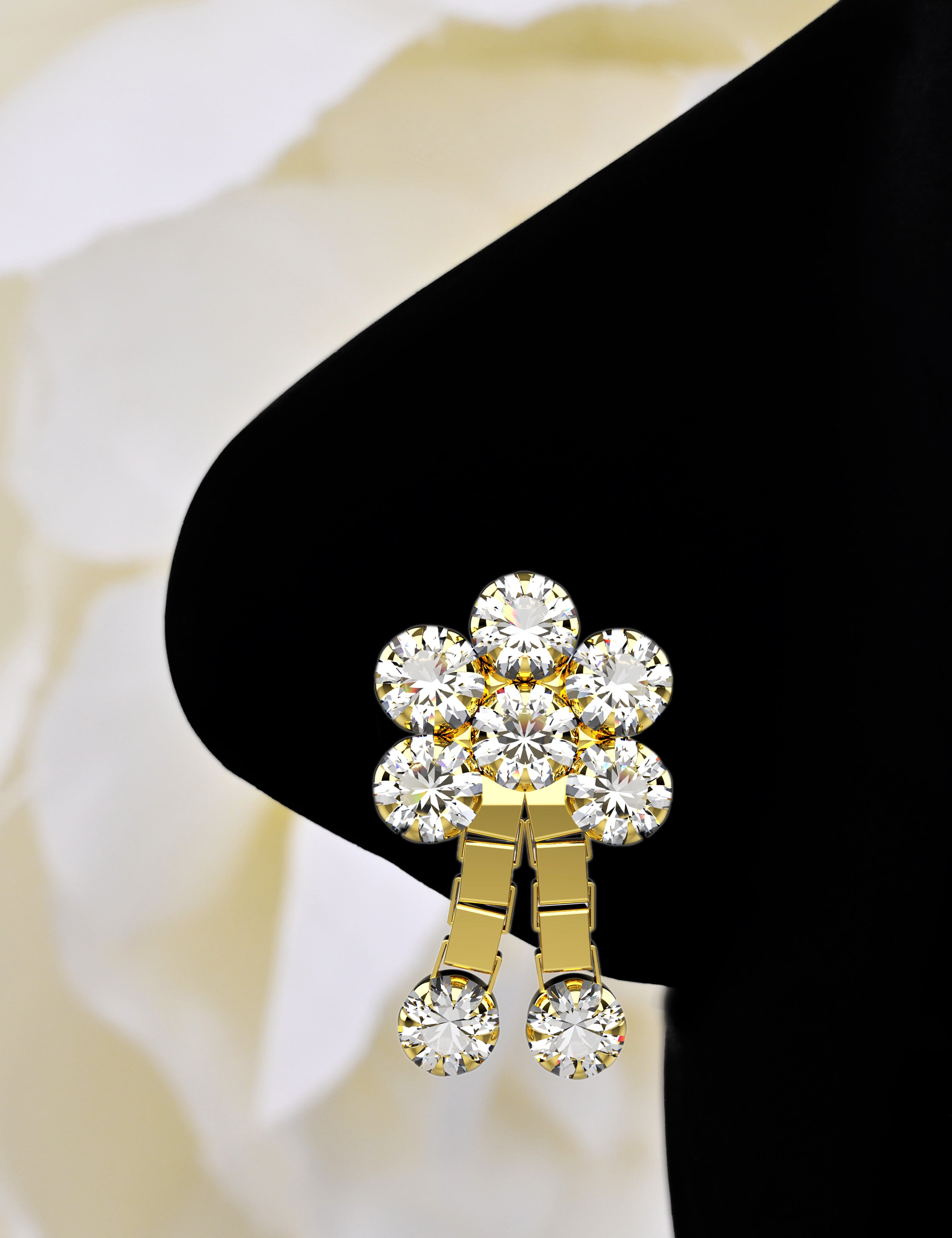 Dangle Nose Stud Piercings | Gold Nose Ring with Charm – The Ethnic Jewels