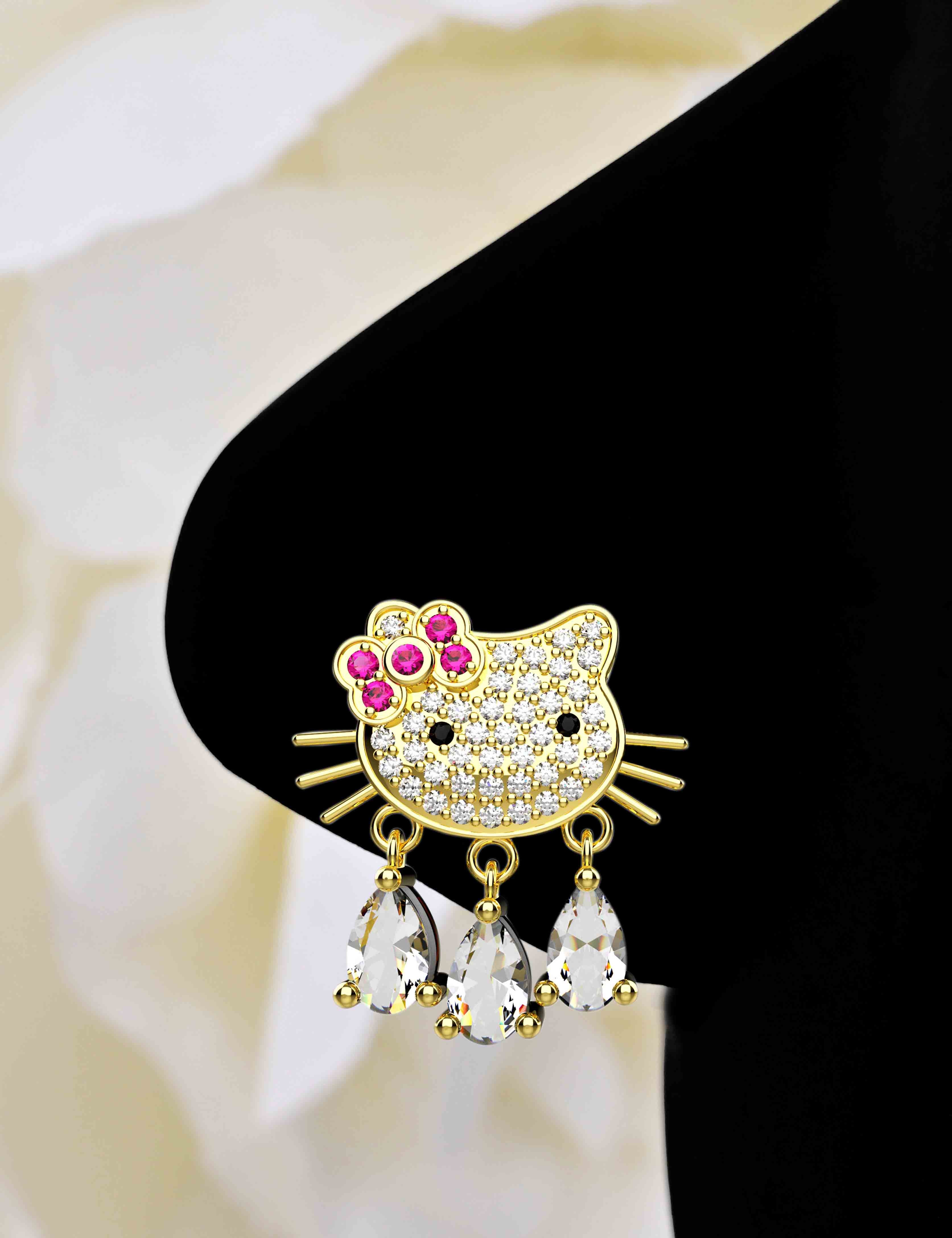 hello kitty dangle nose ring & gold nose stud – cute jewelry – The ...