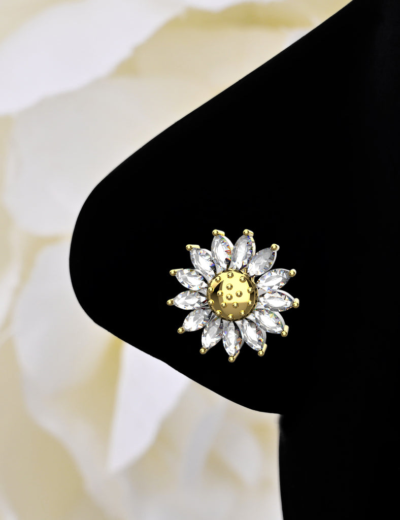 Diamond Sunflower Nose Stud The Ethnic Jewels