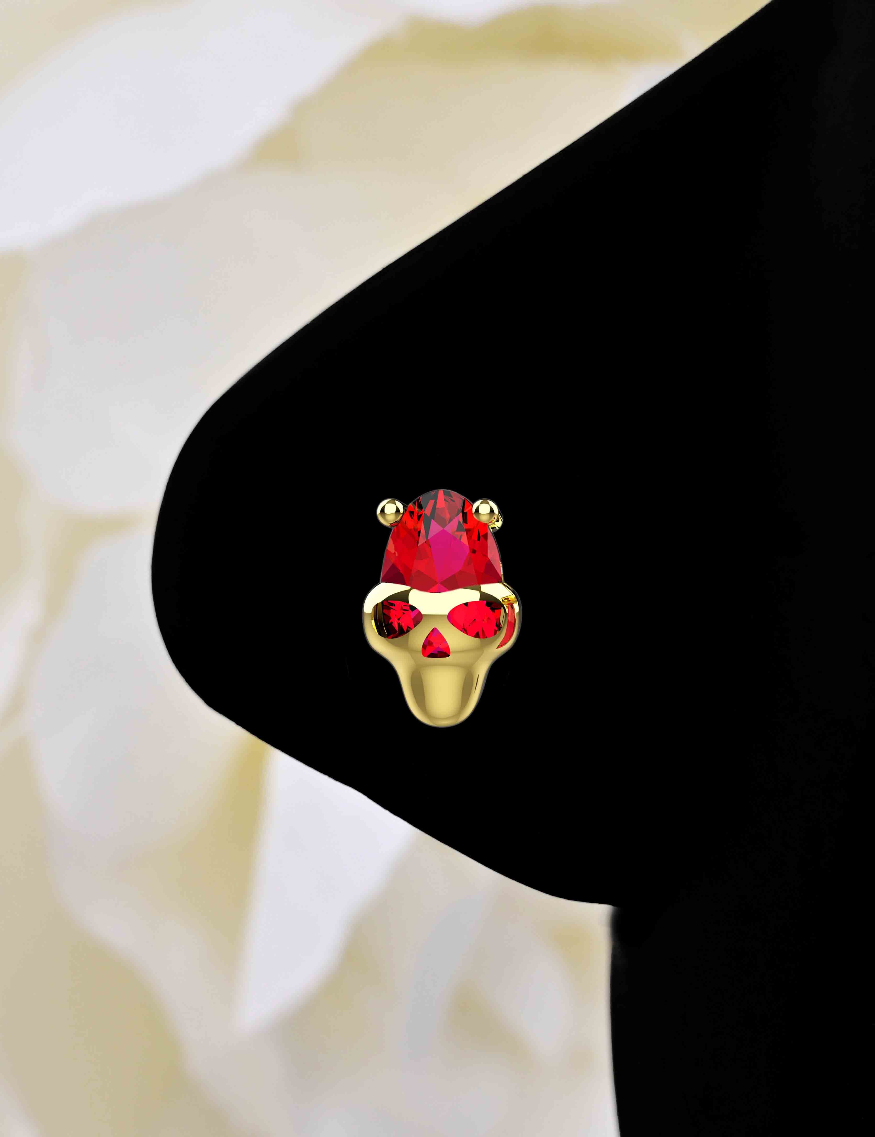 Ruby Skull Nose Ring | Red Gem Nose Piercing Jewelry – The Ethnic Jewels
