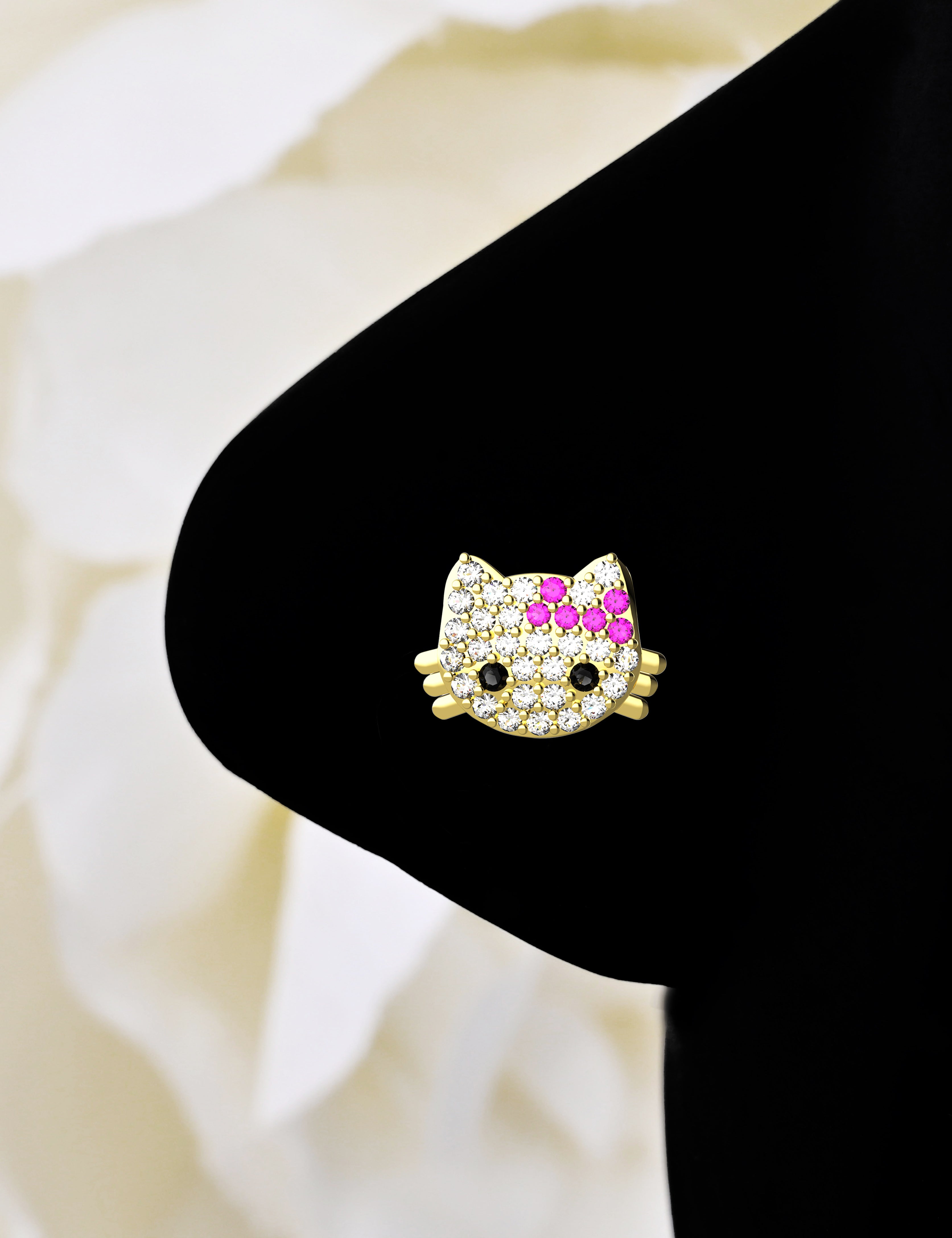 hello kitty gold nose stud & ring – black eyes piercing stud – The ...