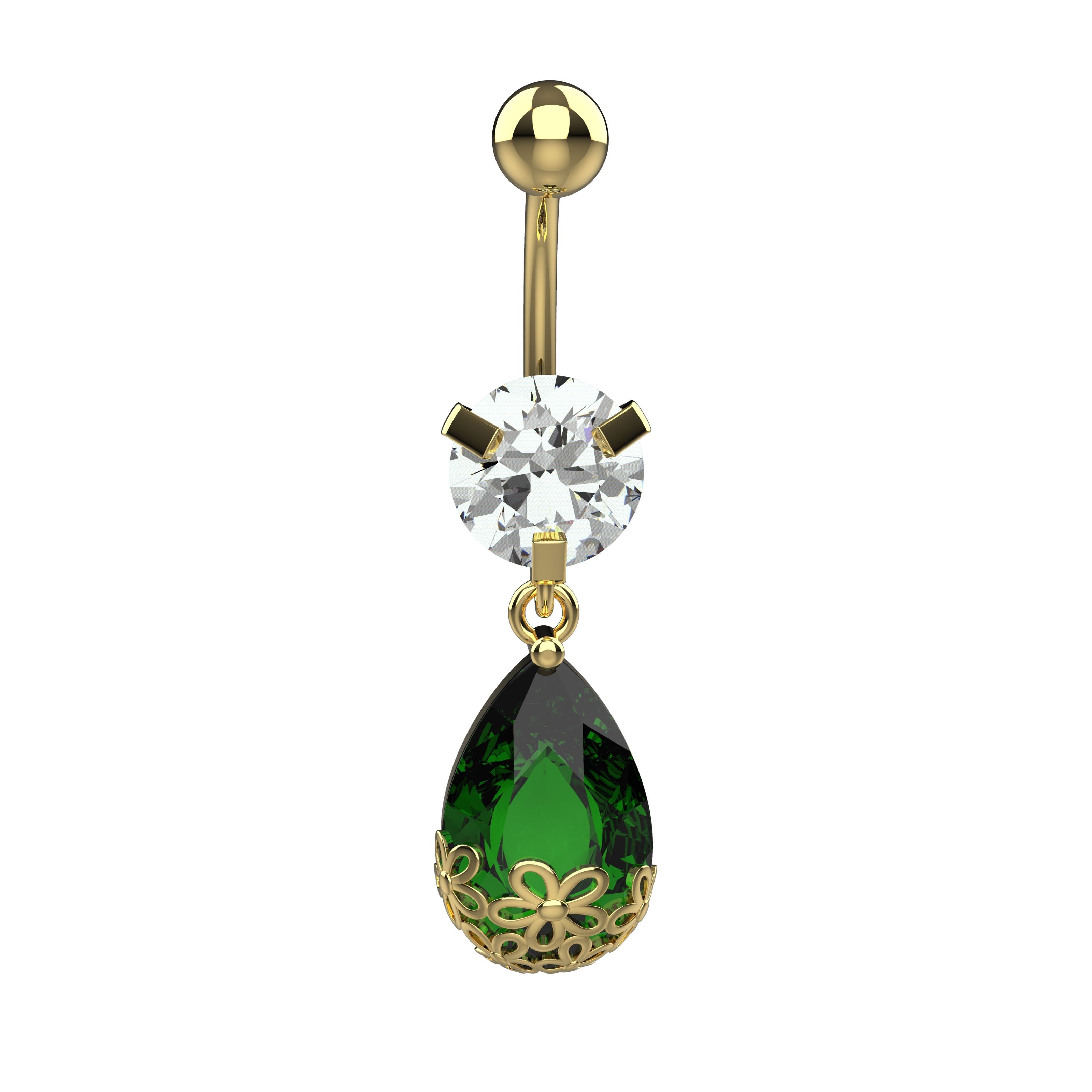 Small Belly Ring & Emerald Jewelry – Floating Navel Rings – The Ethnic ...