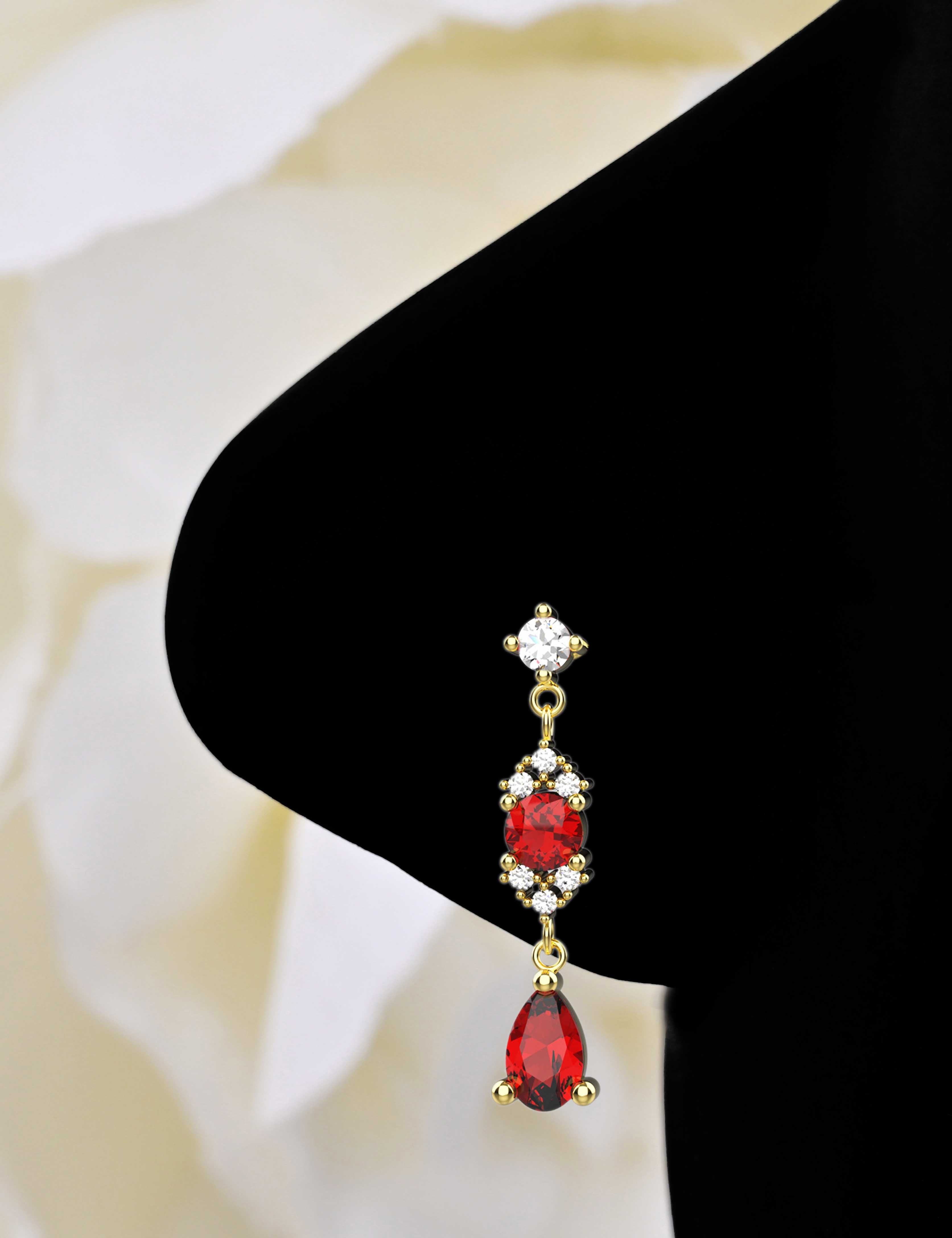 Indian Dangle Nose Ring | 14k Gold Plated Dangling Nose Stud – The ...